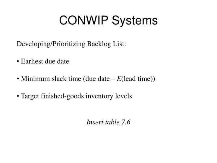 PPT - CONWIP Systems PowerPoint Presentation - ID:923901