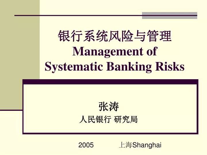 PPT - 银行系统风险与管理 Management of Systematic Banking Risks PowerPoint ...