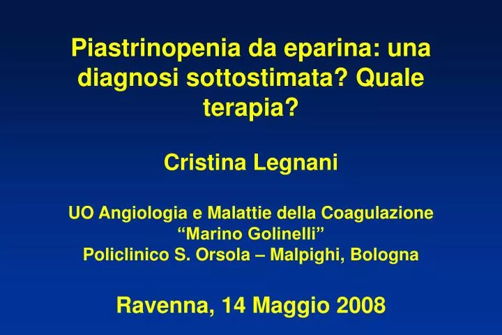 PPT - Piastrinopenia da eparina (HIT) PowerPoint Presentation, free ...