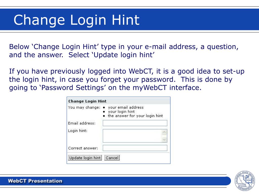 PPT - Welcome to WebCT at CSUB PowerPoint Presentation, free download ...