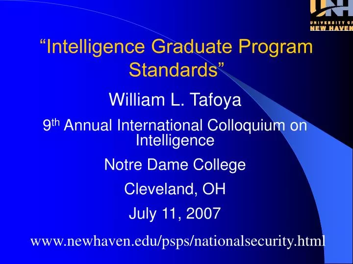 PPT - “Intelligence Graduate Program Standards” PowerPoint Presentation ...