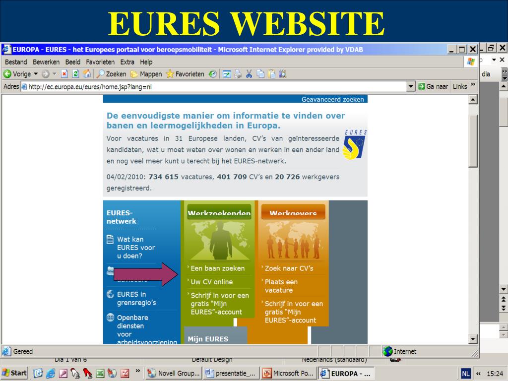 PPT - Werk zoeken in Europa Annie Vanseveren Euresconsulente Gent 09.03 ...