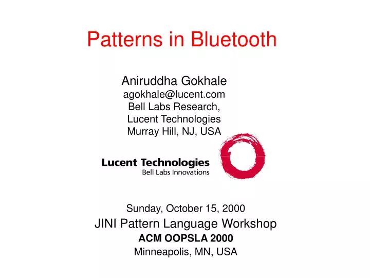 PPT - Patterns in Bluetooth PowerPoint Presentation, free download - ID ...