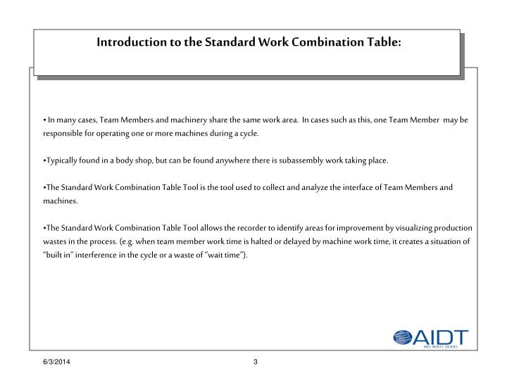 PPT - Standard Work Combination Table PowerPoint Presentation - ID:930193