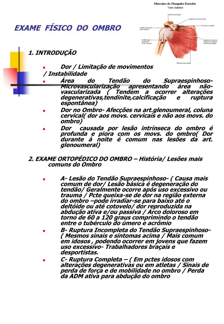 PPT - EXAME FÍSICO DO OMBRO PowerPoint Presentation, free download - ID ...