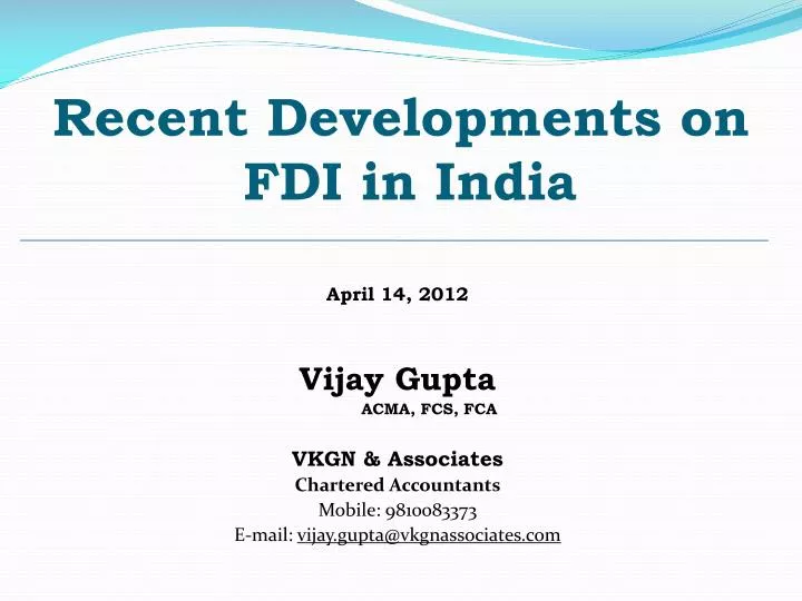 PPT - Recent Developments on FDI in India PowerPoint Presentation, free ...