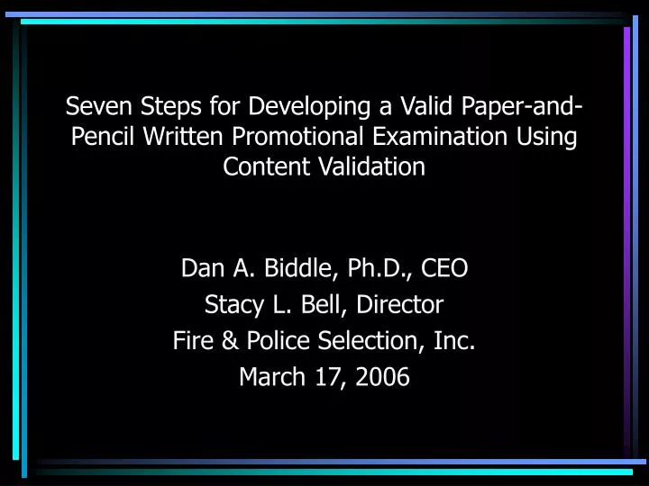 PPT - Seven Steps for Developing a Valid Paper-and-Pencil Written ...