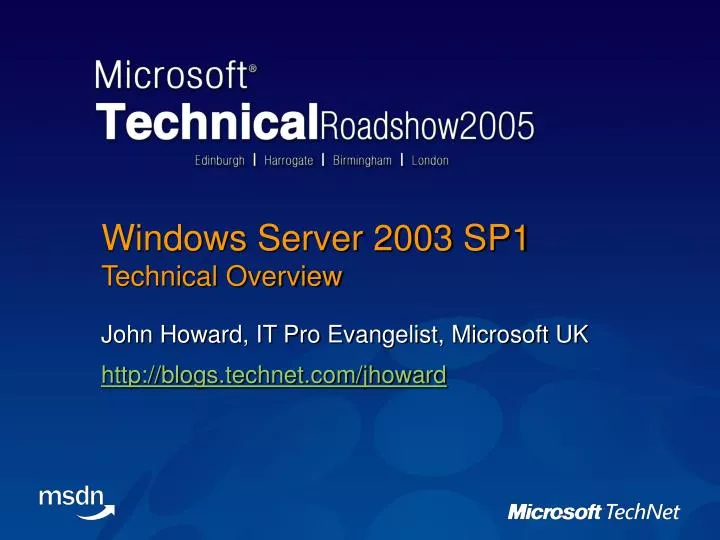 PPT - Windows Server 2003 SP1 Technical Overview PowerPoint ...