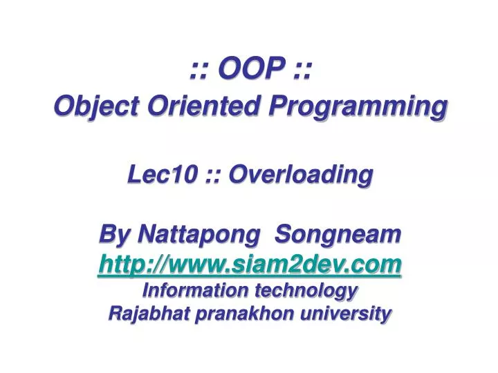 PPT - Class Design in Java Overloading Programming with Multiple ...