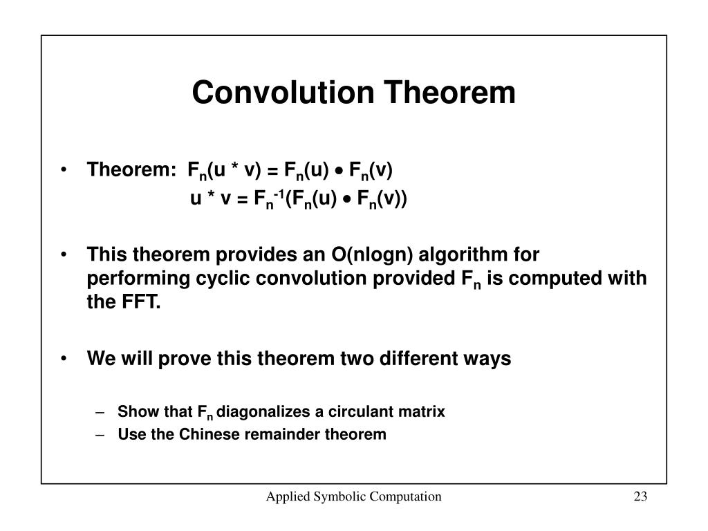 Ppt Applied Symbolic Computation Cs 300 The Fast Fourier Transform Fft And Convolution