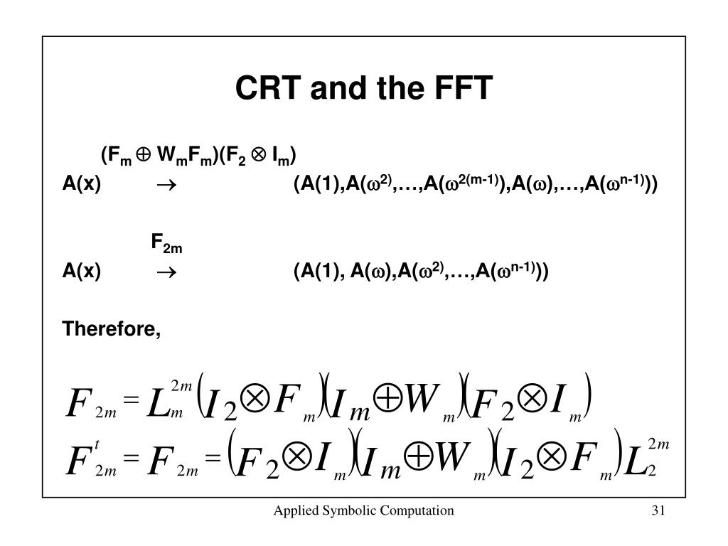 Ppt Applied Symbolic Computation Cs 300 The Fast Fourier Transform Fft And Convolution