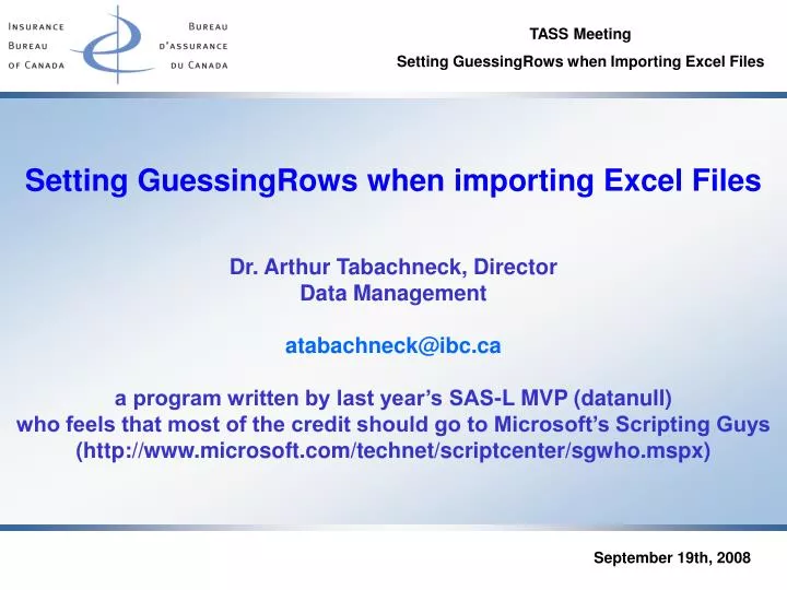 PPT - Setting GuessingRows when importing Excel Files PowerPoint Presentation - ID:944323