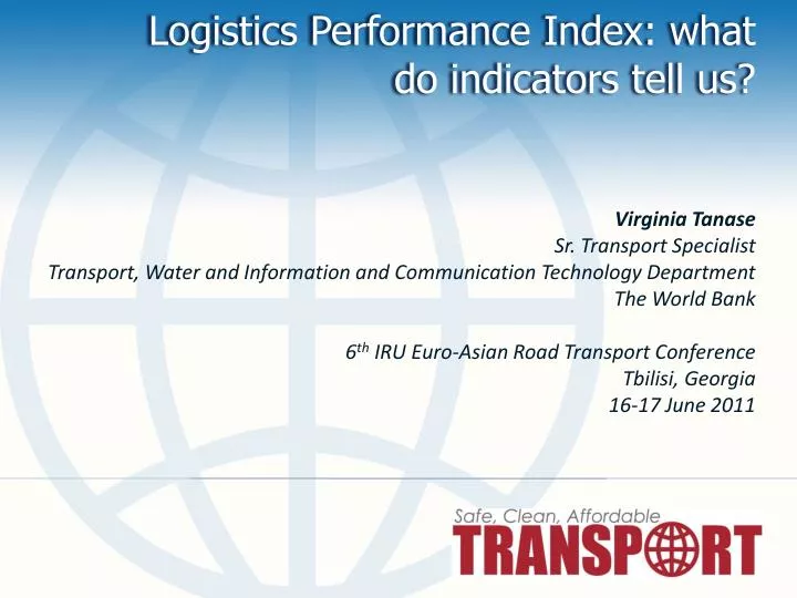 PPT - Logistics Performance Index: what do indicators tell us ...