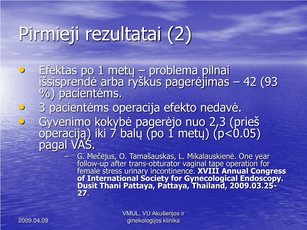 PPT - Šlapimo nelaikymo korekcija: Vilniaus miesto Universitetinės ...