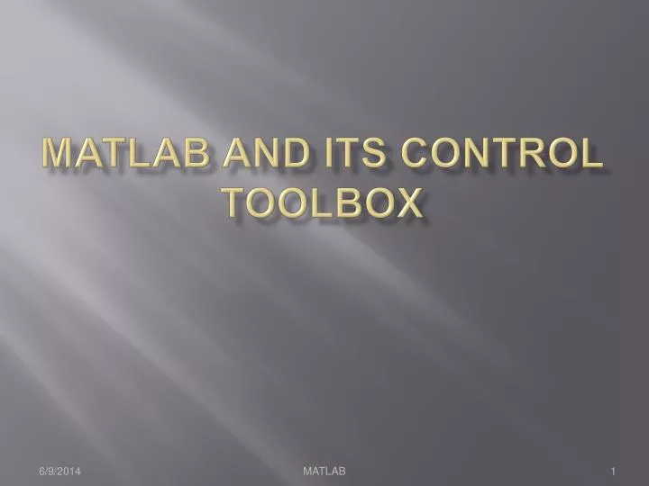 PPT - MATLAB and its Control Toolbox PowerPoint Presentation, free ...