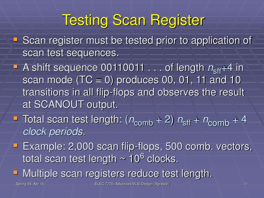 PPT - ELEC 7770 Advanced VLSI Design Spring 2008 Design for Testability ...