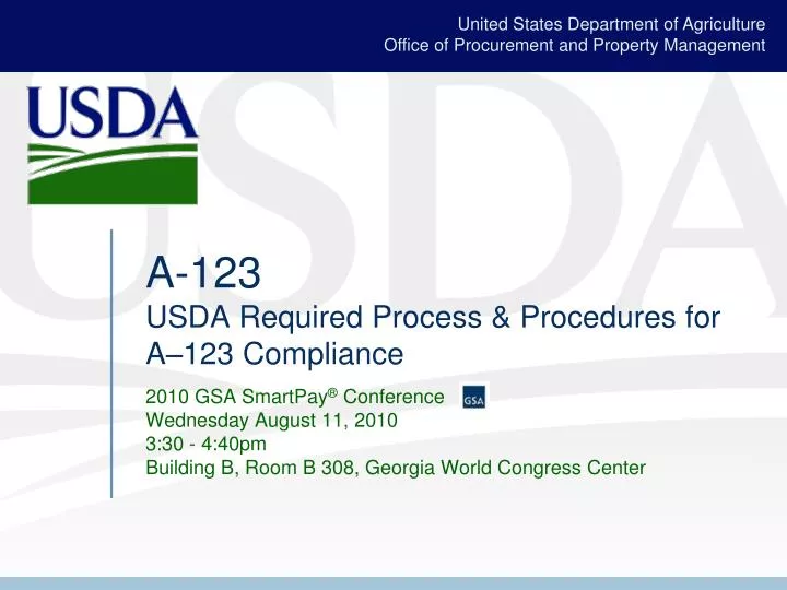 PPT - A-123 USDA Required Process & Procedures for A–123 Compliance ...