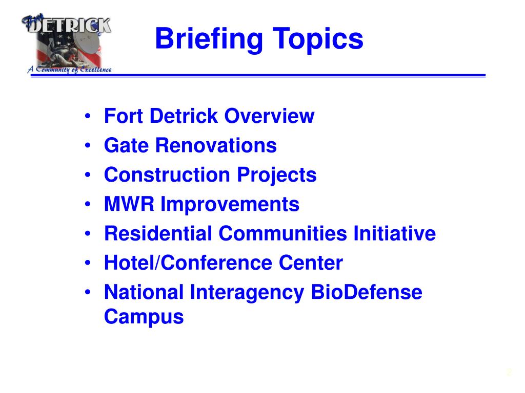 PPT - Fort Detrick Briefing Society of American Military Engineers ...