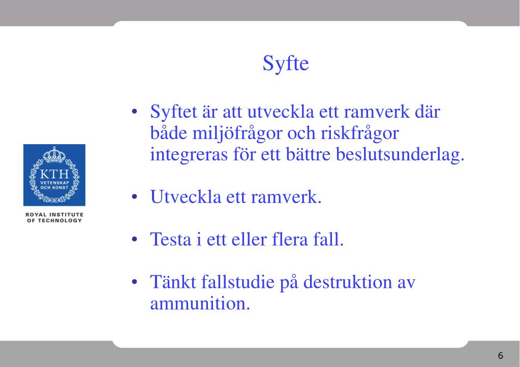 PPT - Strategiskt Beslutsunderlag baserat på Miljö och Riskfrågor ...