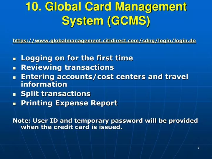 PPT - 10. Global Card Management System (GCMS) PowerPoint Presentation ...