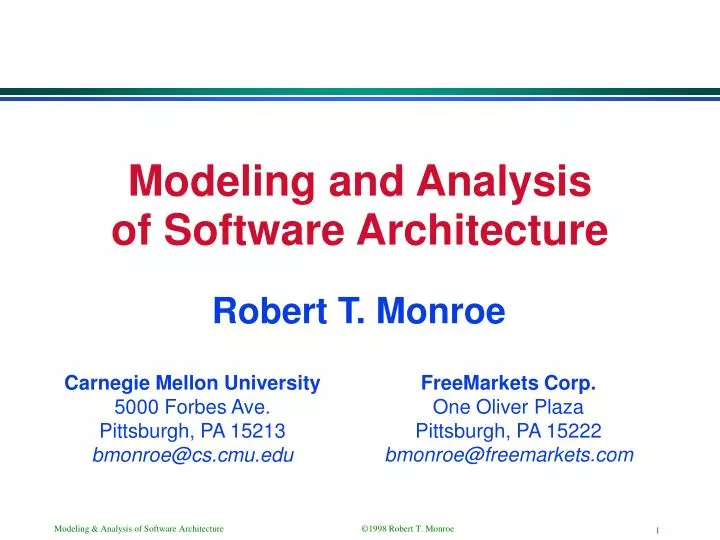 PPT - Modeling and Analysis of Software Architecture PowerPoint ...