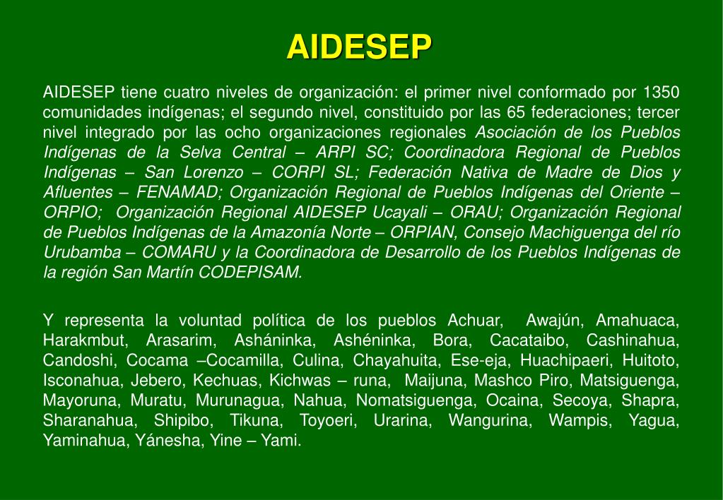 PPT - ASOCIAC IÓ N INTER É TNICA DE DESARROLLO DE LA SELVA PERUANA ...