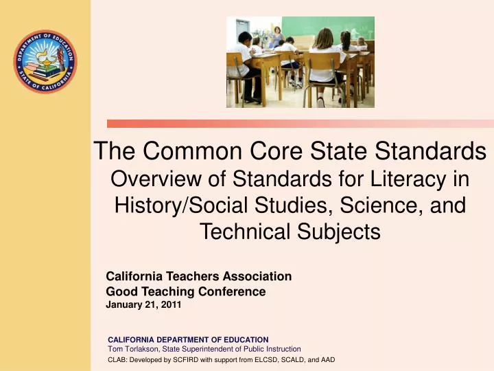 PPT - The Common Core State Standards Overview of Standards for ...