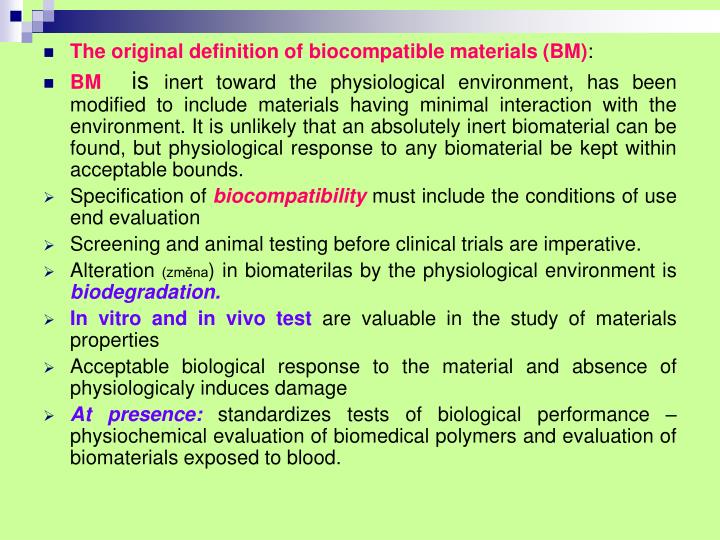 PPT - Biomaterials and Biocompatibility Biological response ...