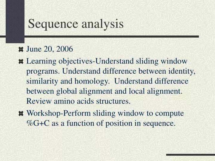 PPT - Sequence analysis PowerPoint Presentation, free download - ID:964837