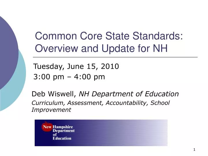 PPT - Common Core State Standards: Overview and Update for NH ...