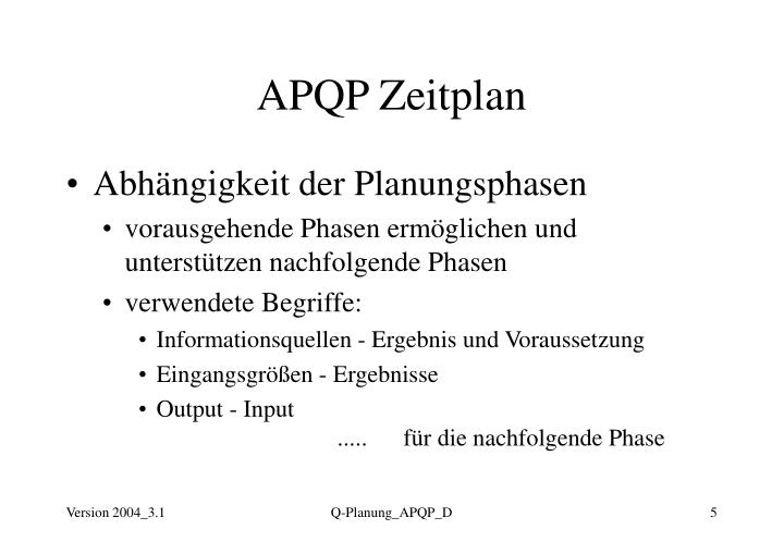 PPT - Qualitätsplanung und Kontrollplan (APQP) PowerPoint Presentation ...