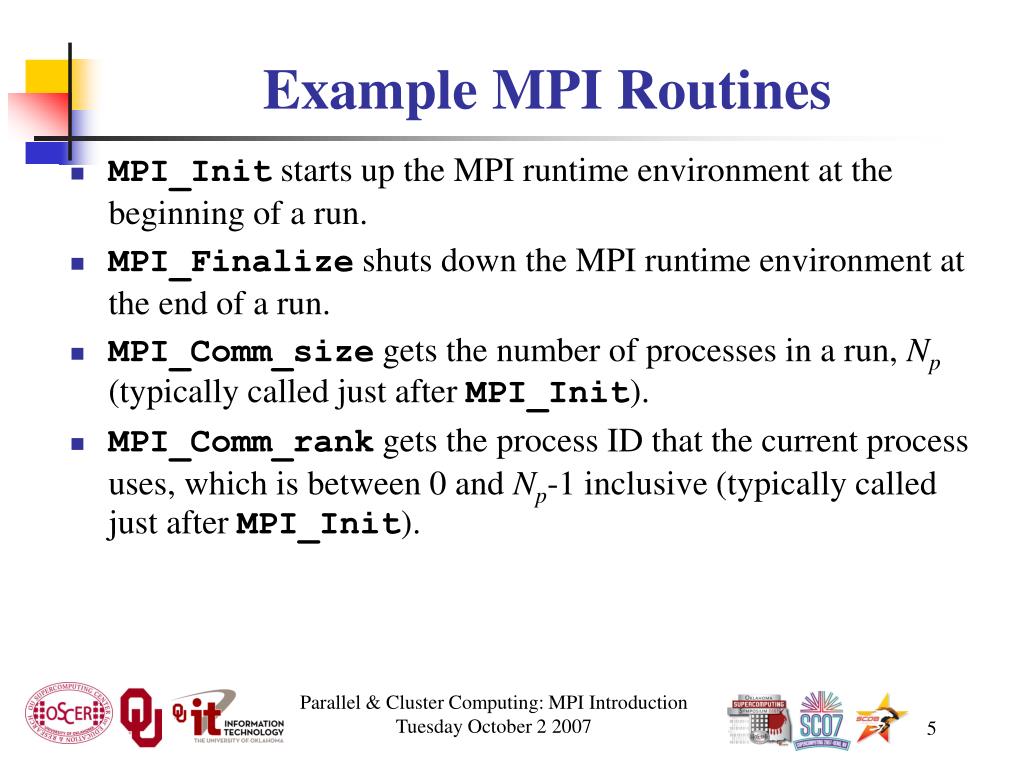 Ppt Parallel And Cluster Computing Mpi Introduction Powerpoint Presentation Id96999