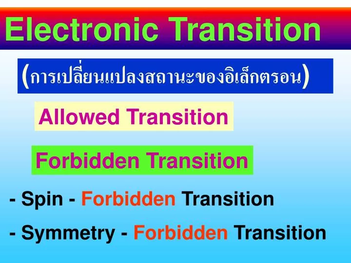 PPT - Electronic Transition PowerPoint Presentation, free download - ID ...