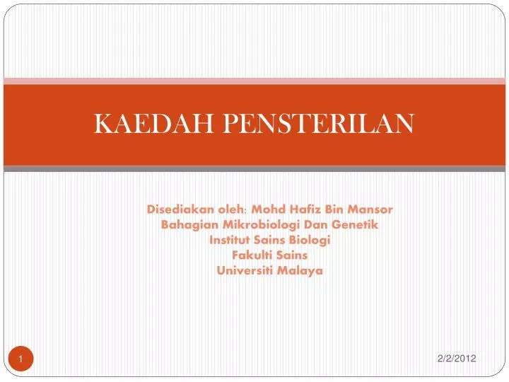 PPT - KAEDAH PENSTERILAN PowerPoint Presentation, free download - ID:971153