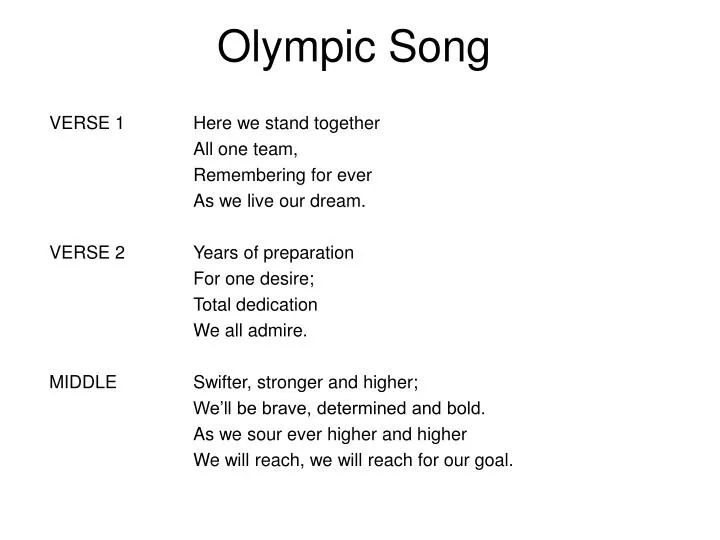 PPT - Olympic Song PowerPoint Presentation, free download - ID:971555