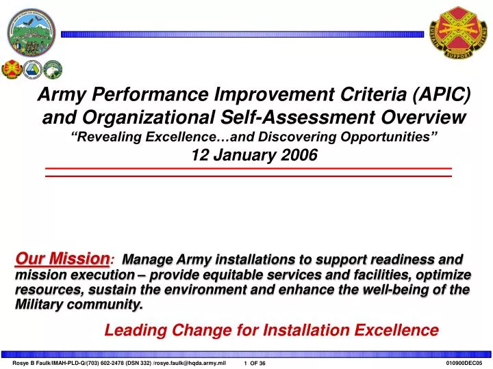 PPT - Army Performance Improvement Criteria (APIC) and Organizational Self-Assessment Overview ...