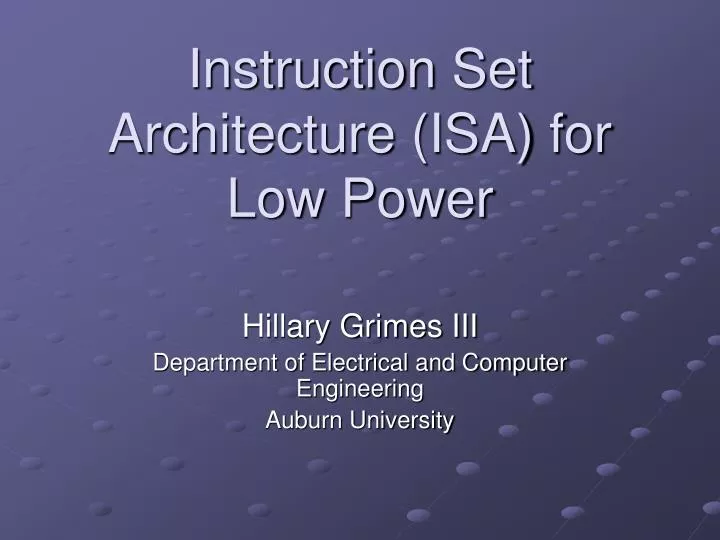 Ppt Instruction Set Architecture Isa For Low Power Powerpoint Presentation Id973093