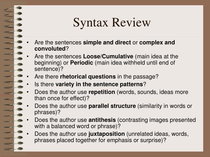 PPT - Four Elements of Style: Diction Syntax Tone Point of View ...