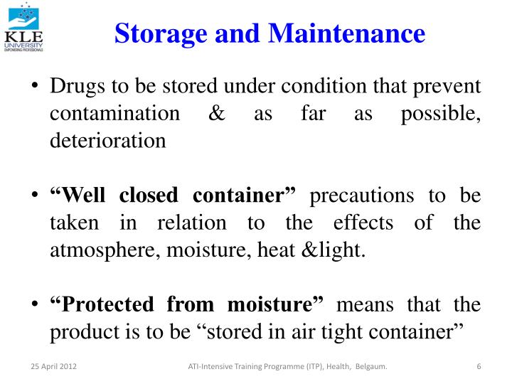 PPT - Storage and Maintenance of Drugs PowerPoint Presentation - ID:974204