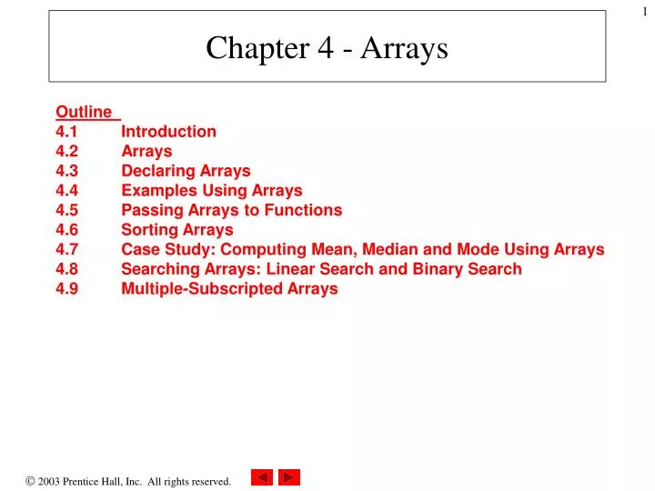 Ppt Chapter 4 Arrays Powerpoint Presentation Free Download Id975076