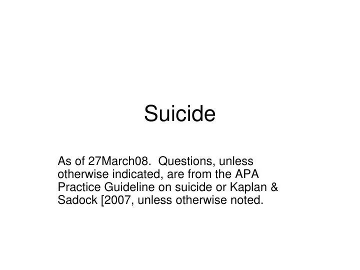 PPT - Suicide PowerPoint Presentation, free download - ID:975328