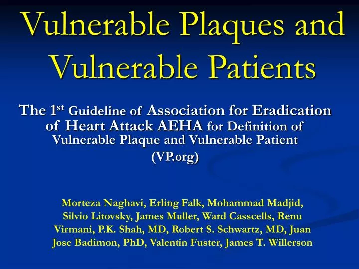 PPT - Vulnerable Plaques and Vulnerable Patients PowerPoint ...