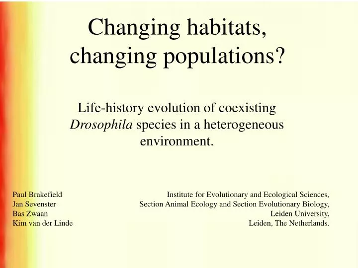 PPT - Changing habitats, changing populations? PowerPoint Presentation - ID:979448