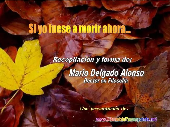 PPT - Si yo fuese a morir ahora... PowerPoint Presentation, free ...