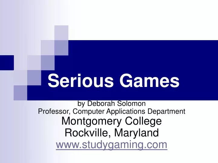 PPT - Serious Games PowerPoint Presentation, free download - ID:979950