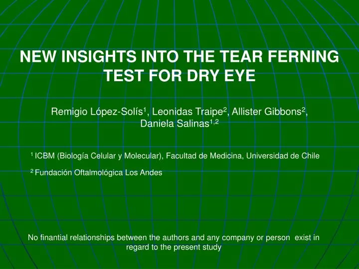 PPT - NEW INSIGHTS INTO THE TEAR FERNING TEST FOR DRY EYE PowerPoint ...