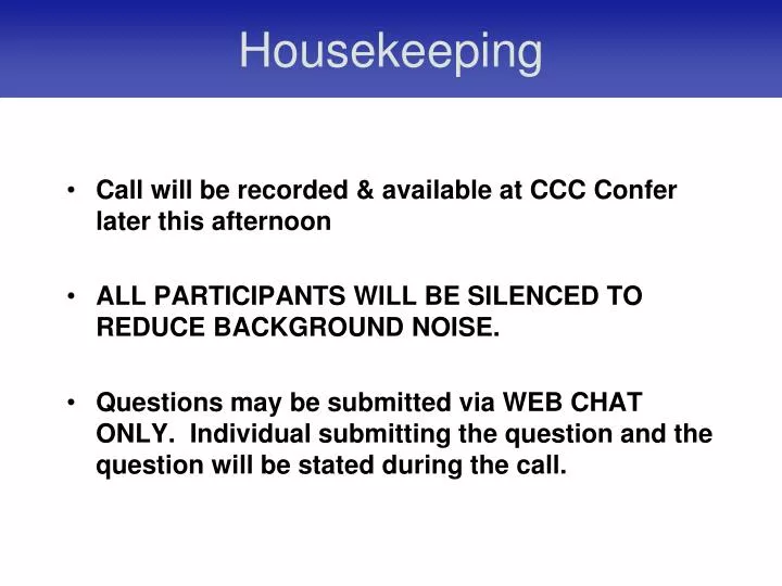 PPT - Housekeeping PowerPoint Presentation, free download - ID:982506