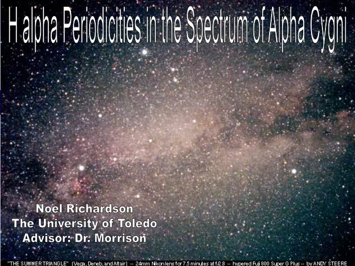 PPT - H alpha Periodicities in the Spectrum of Alpha Cygni PowerPoint ...