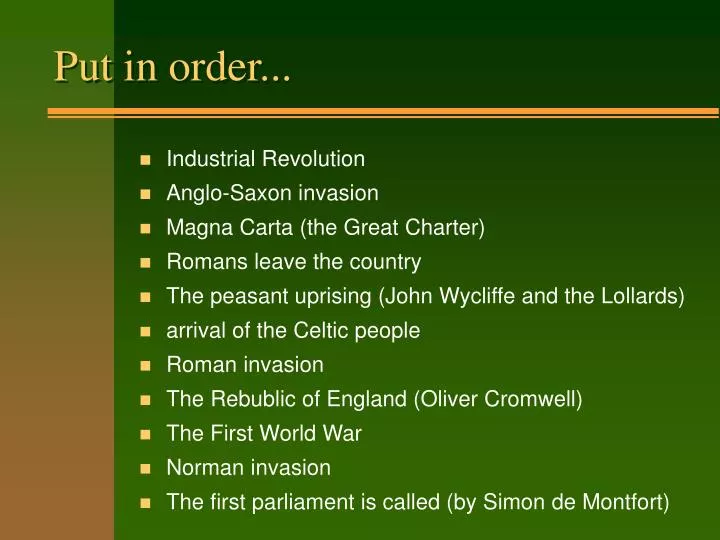 PPT - Put in order... PowerPoint Presentation, free download - ID:982762