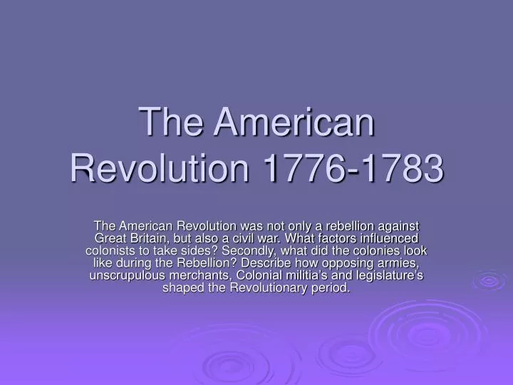 PPT - The American Revolution 1776-1783 PowerPoint Presentation, free ...